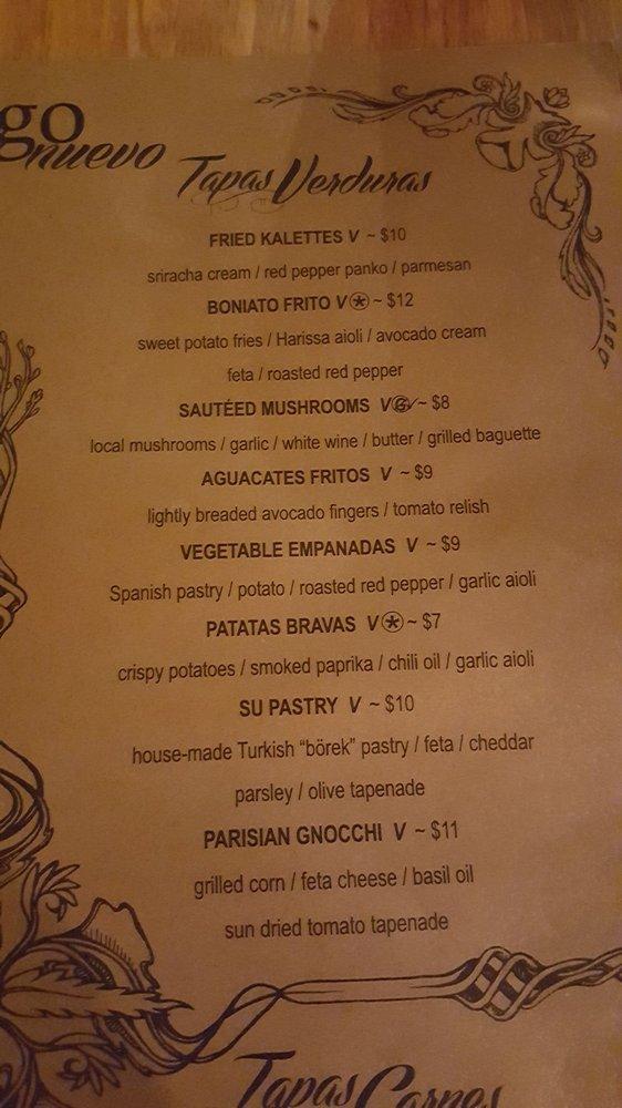 Menu at Tango Nuevo pub & bar, Kingston