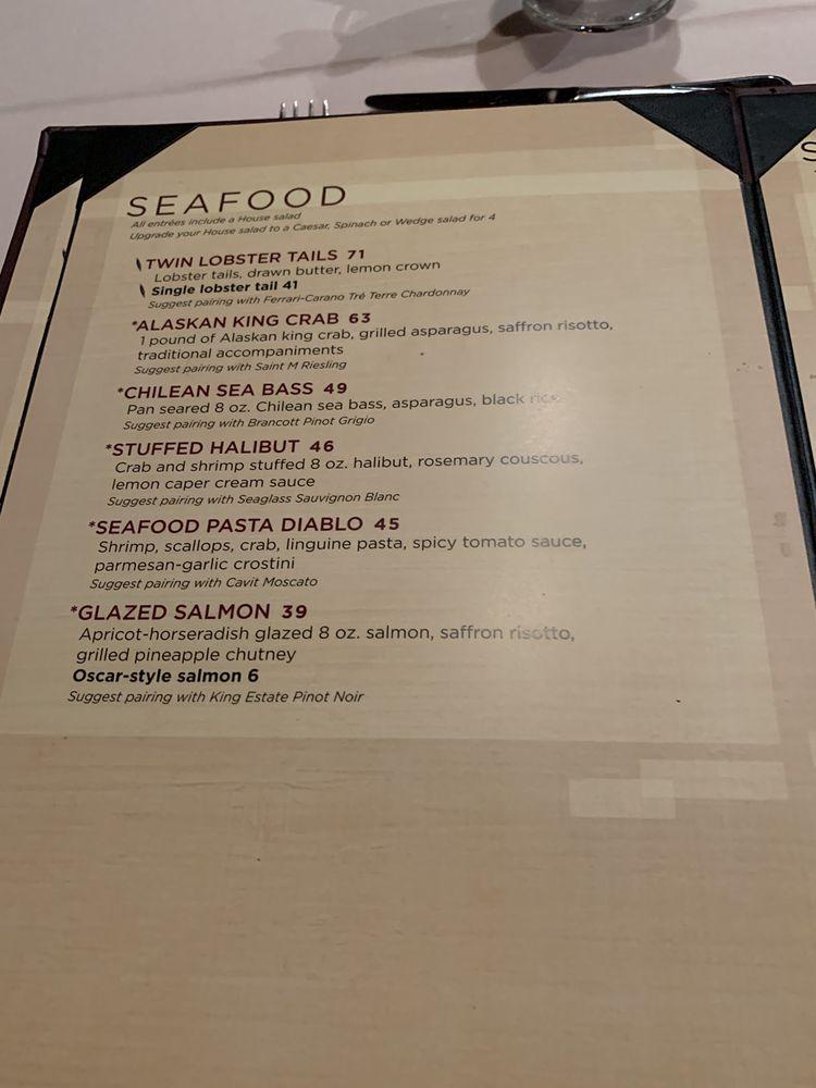 Carta de The Range Steakhouse, Laughlin