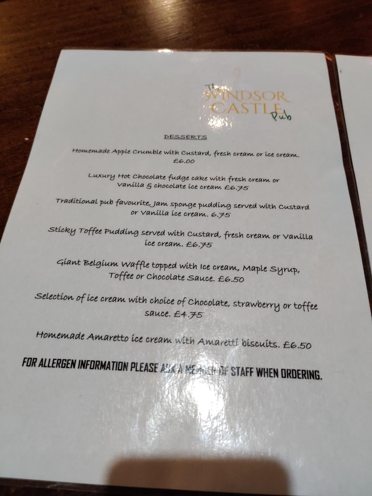 Menu at The Windsor Castle pub & bar, Carshalton, 378 Carshalton Rd