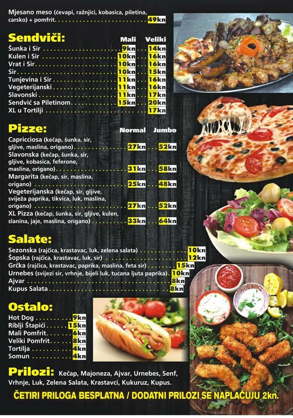Menu at Grill XL restaurant, Vukovar