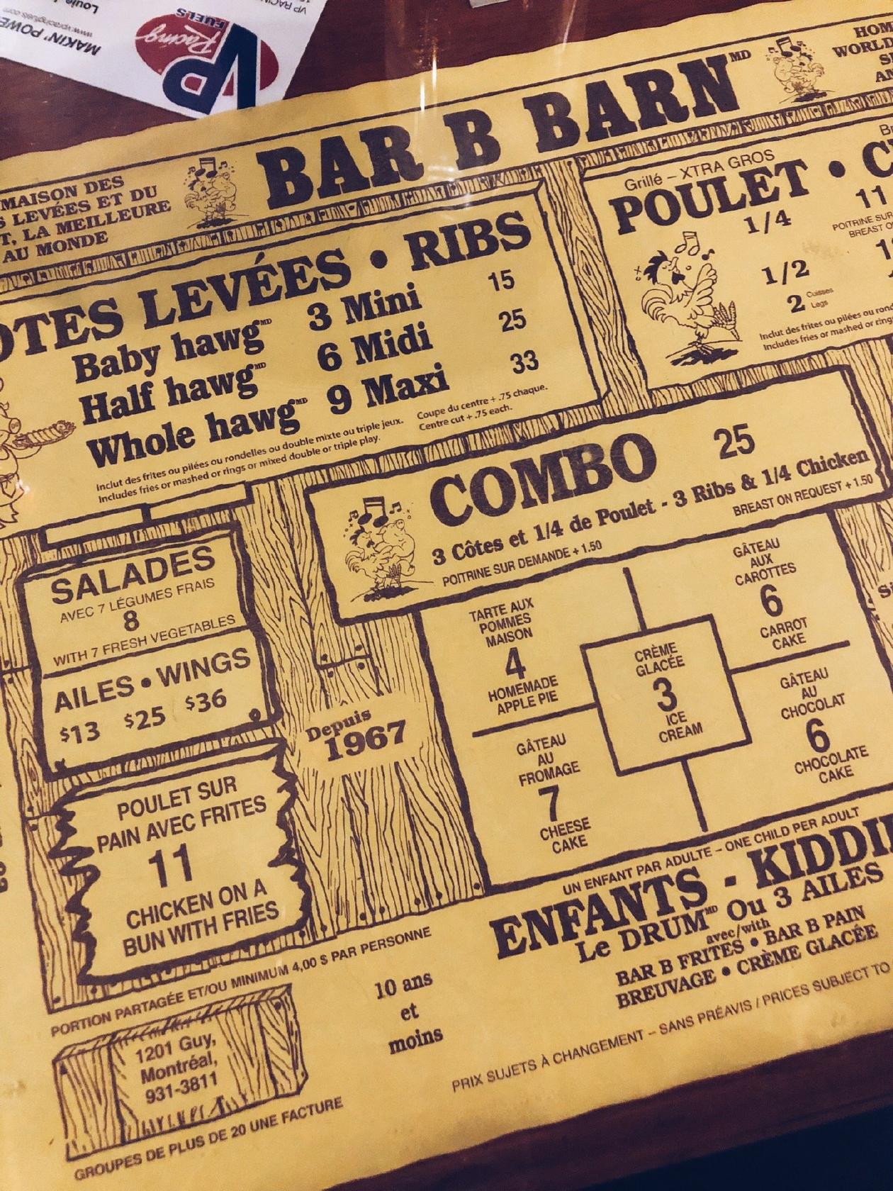 Menu Au Bar B Barn Pointe Claire Sources Menu Au Bar B Barn Pointe Claire Sources