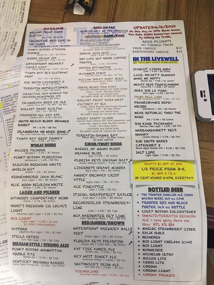 Menu at Castaway Waterfront Restaurant & Sushi Bar, Marathon, Ocean ...