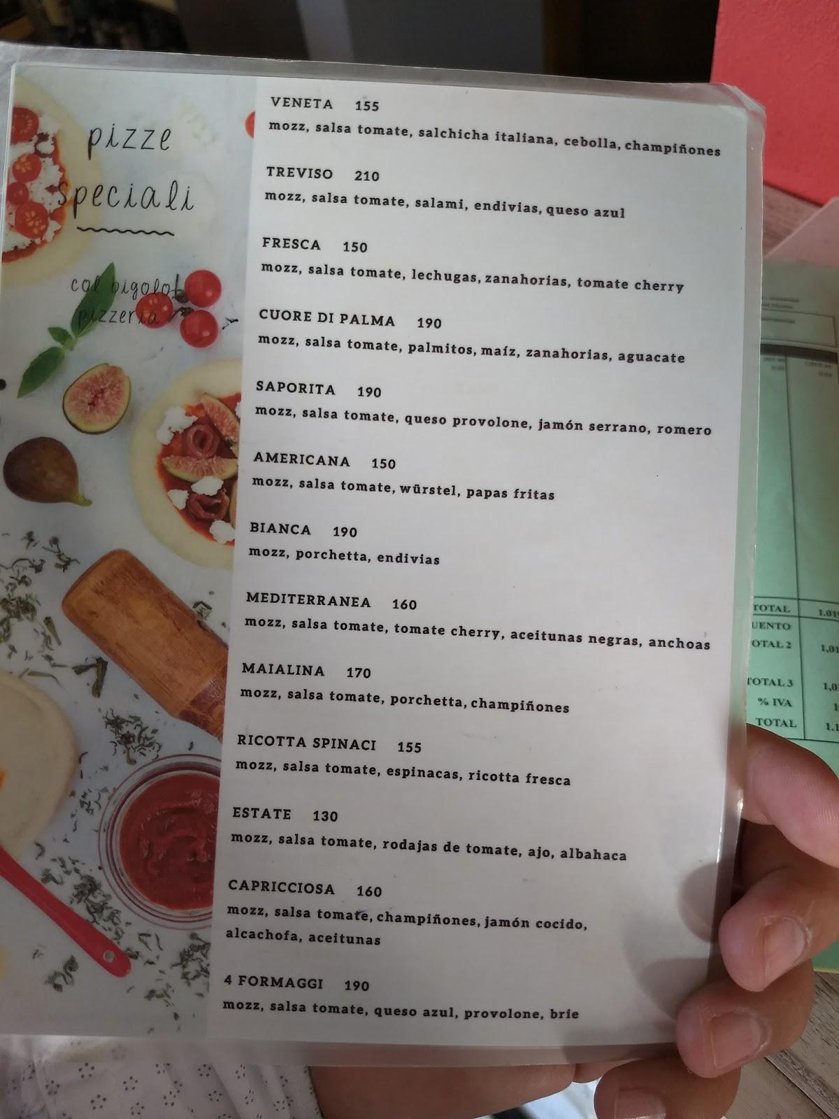 Menu at Col Bigolo Ristorante Pizzeria & Shop, Cancún