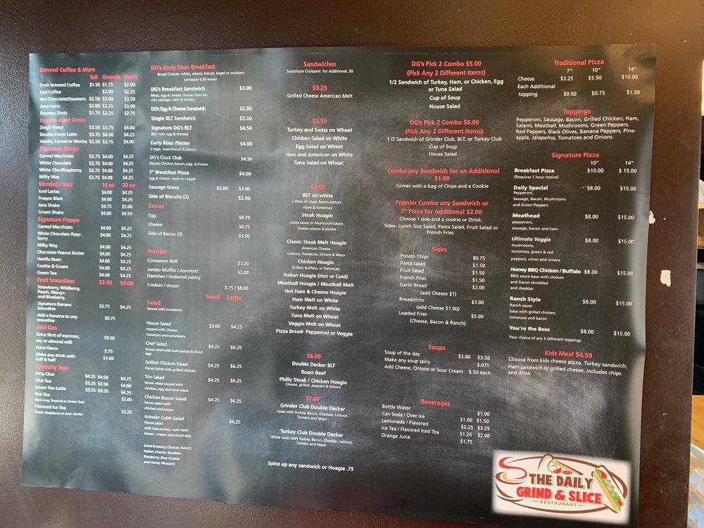 Menu at Daily Grind Gourmet Coffee Co cafe, Hamilton