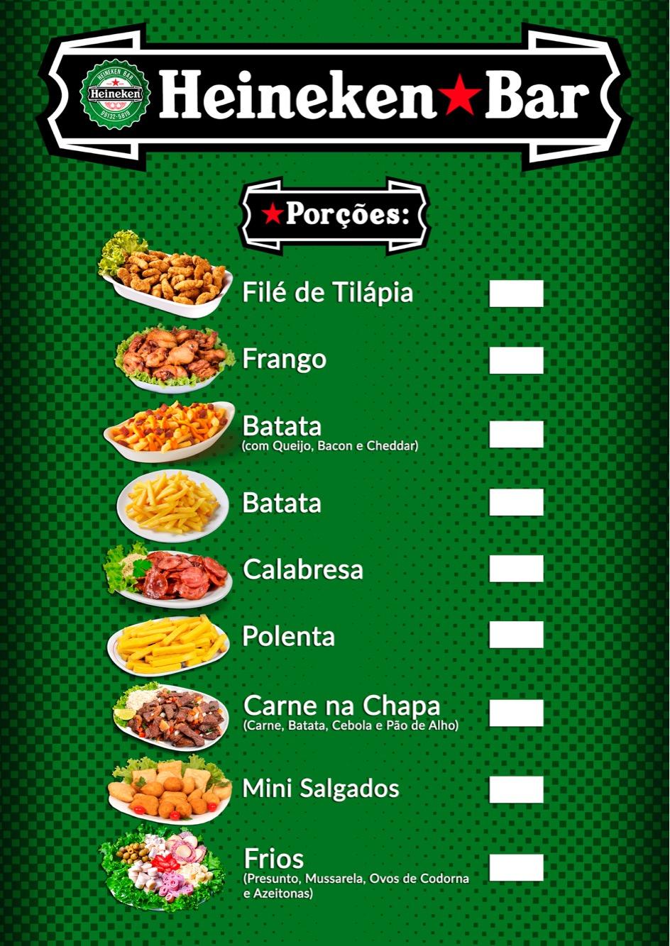 Menu em Heine Bar, Brasil