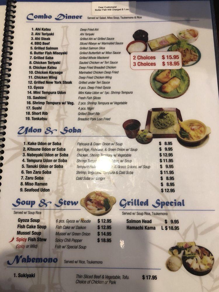 Menu at Kikuya Restaurant, Honolulu, 1315 N King St
