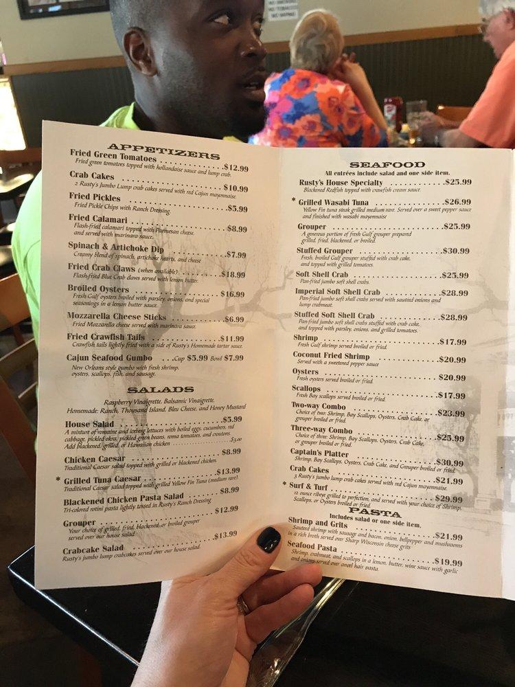 Menu at Rusty's Riverfront Grill restaurant, Vicksburg