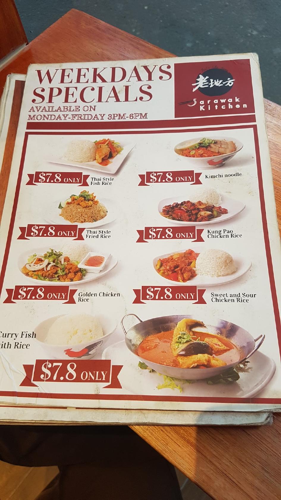 Menu at Sarawak Kitchen restaurant, Melbourne
