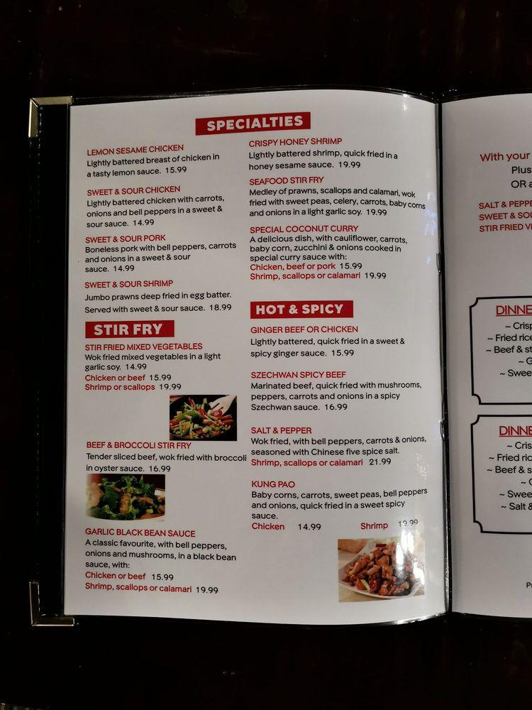 Menu at The Old Elevator restaurant, Fernie