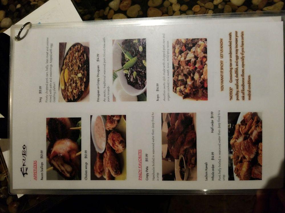Menu at Bahay Kubo restaurant, Anchorage