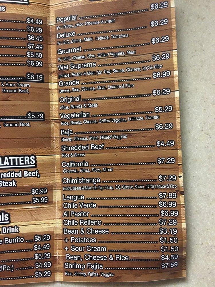Menu at Baja Taco Plus restaurant, Victorville, Bear Valley Rd #3