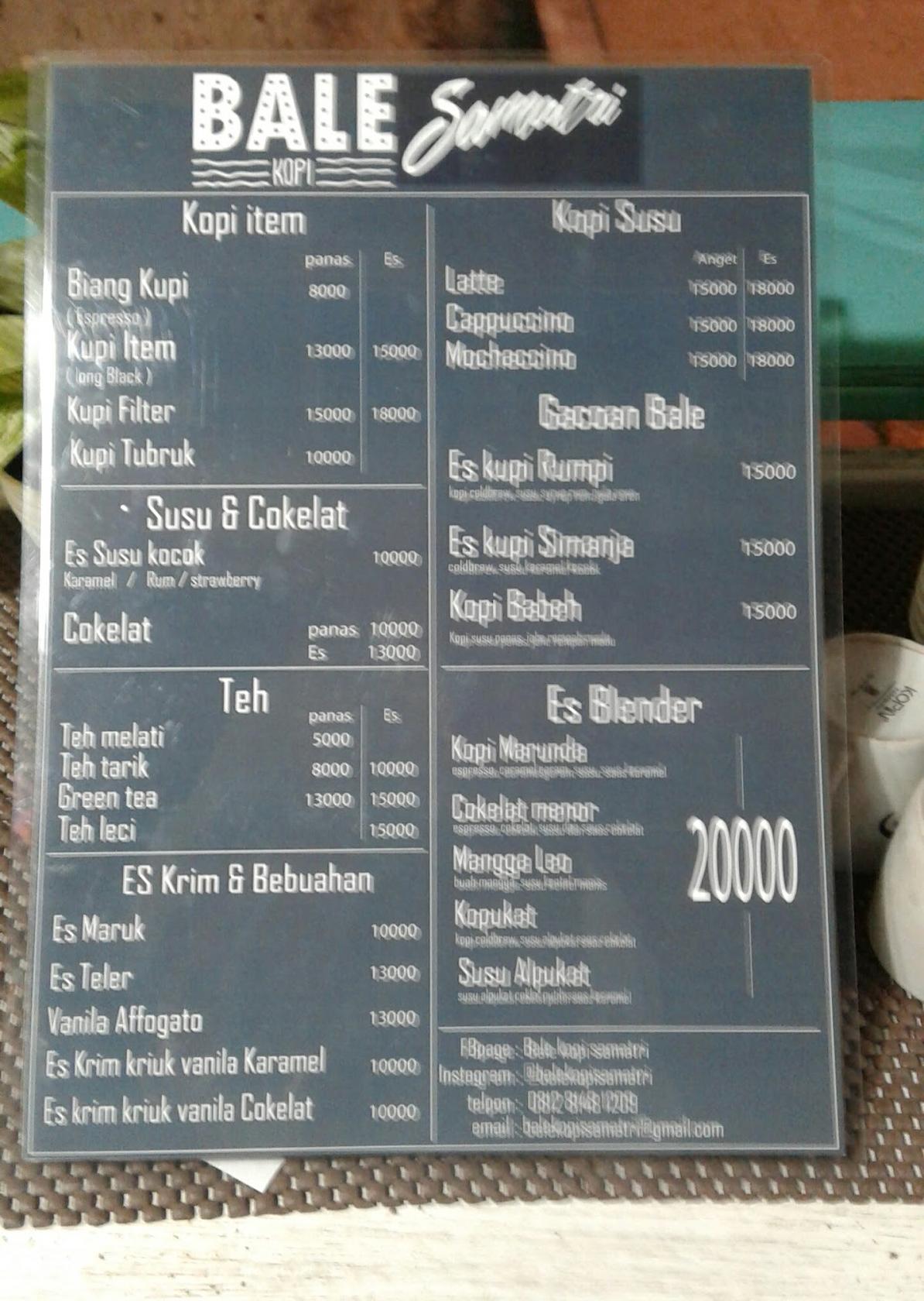 Carta de Bale kopi samatri, Bekasi