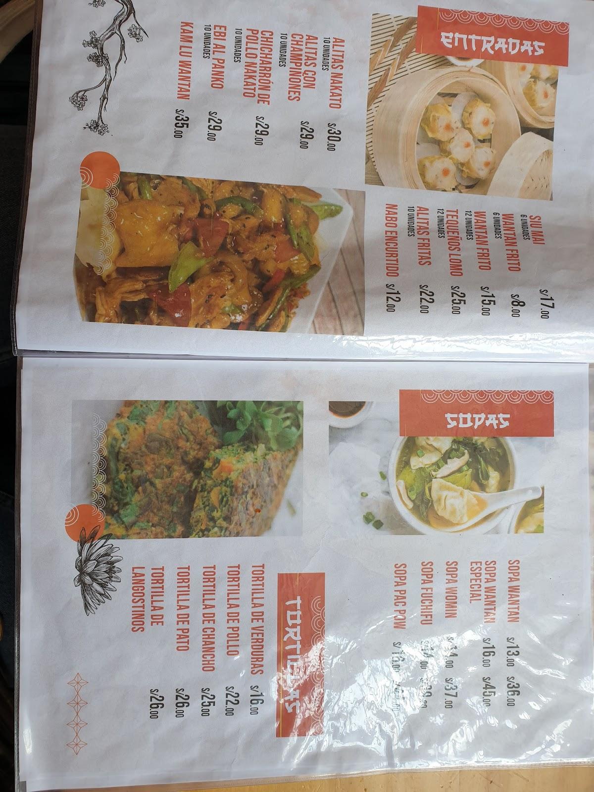 Menu at Chifa Nakato restaurant, Piura
