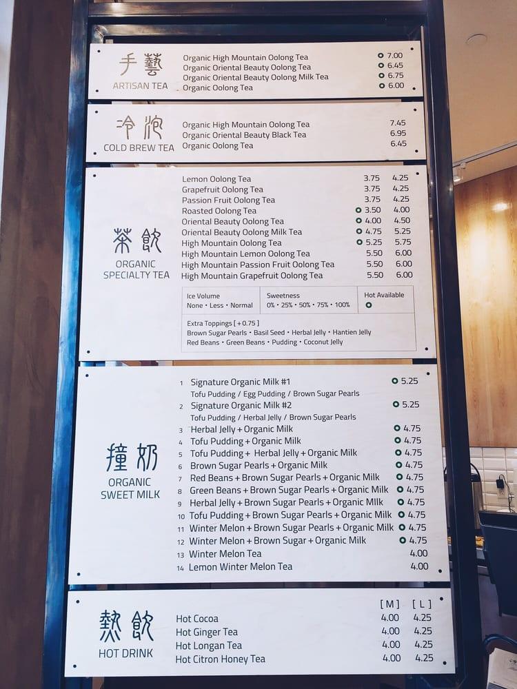 Menu at Jin Tea Shop restaurant, Pasadena