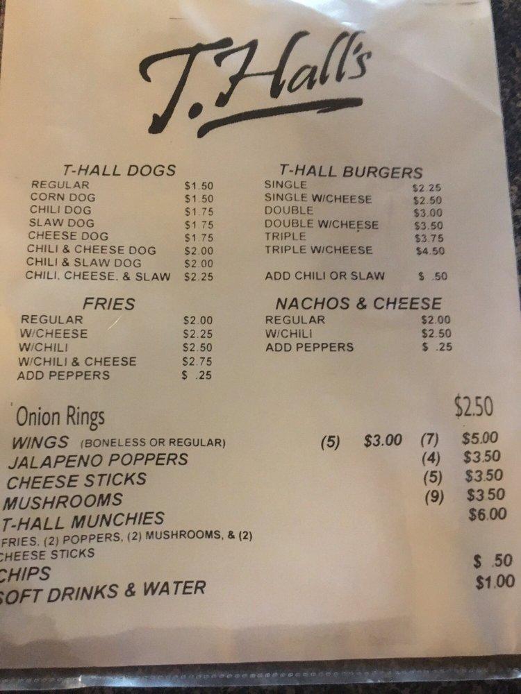 Menu at T Halls pub & bar, Moultrie