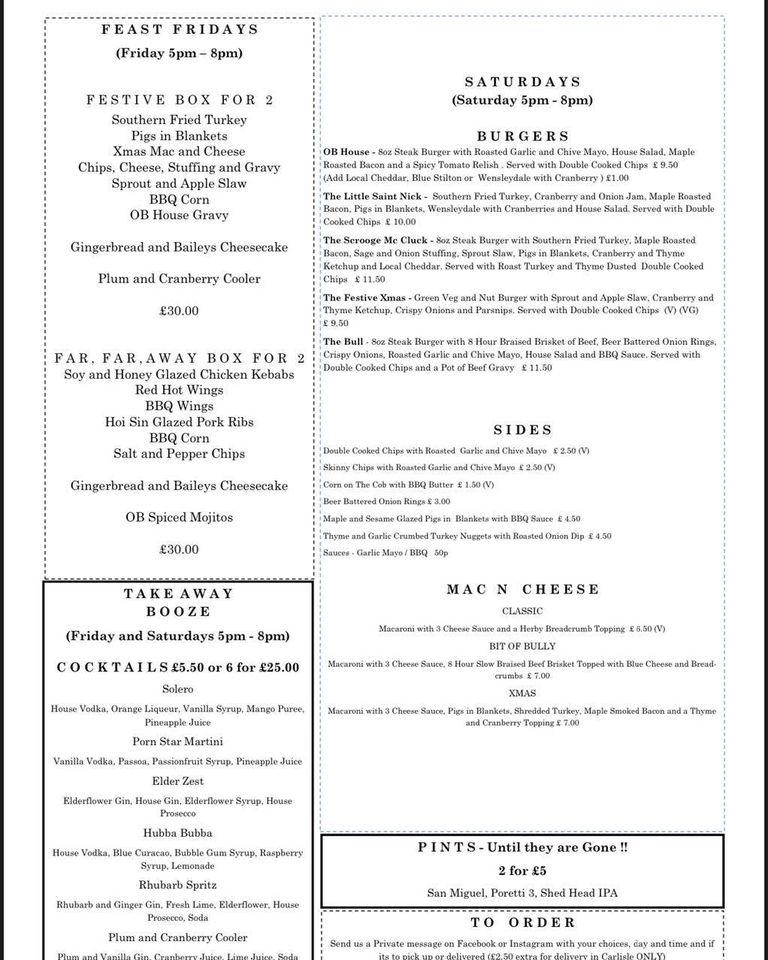 Menu at The Old Bank pub & bar, Carlisle