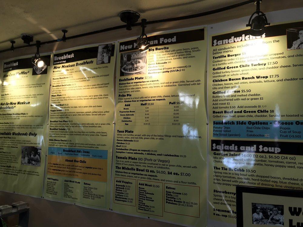 Menu at Blue Sky New Mexican Cafe, Albuquerque