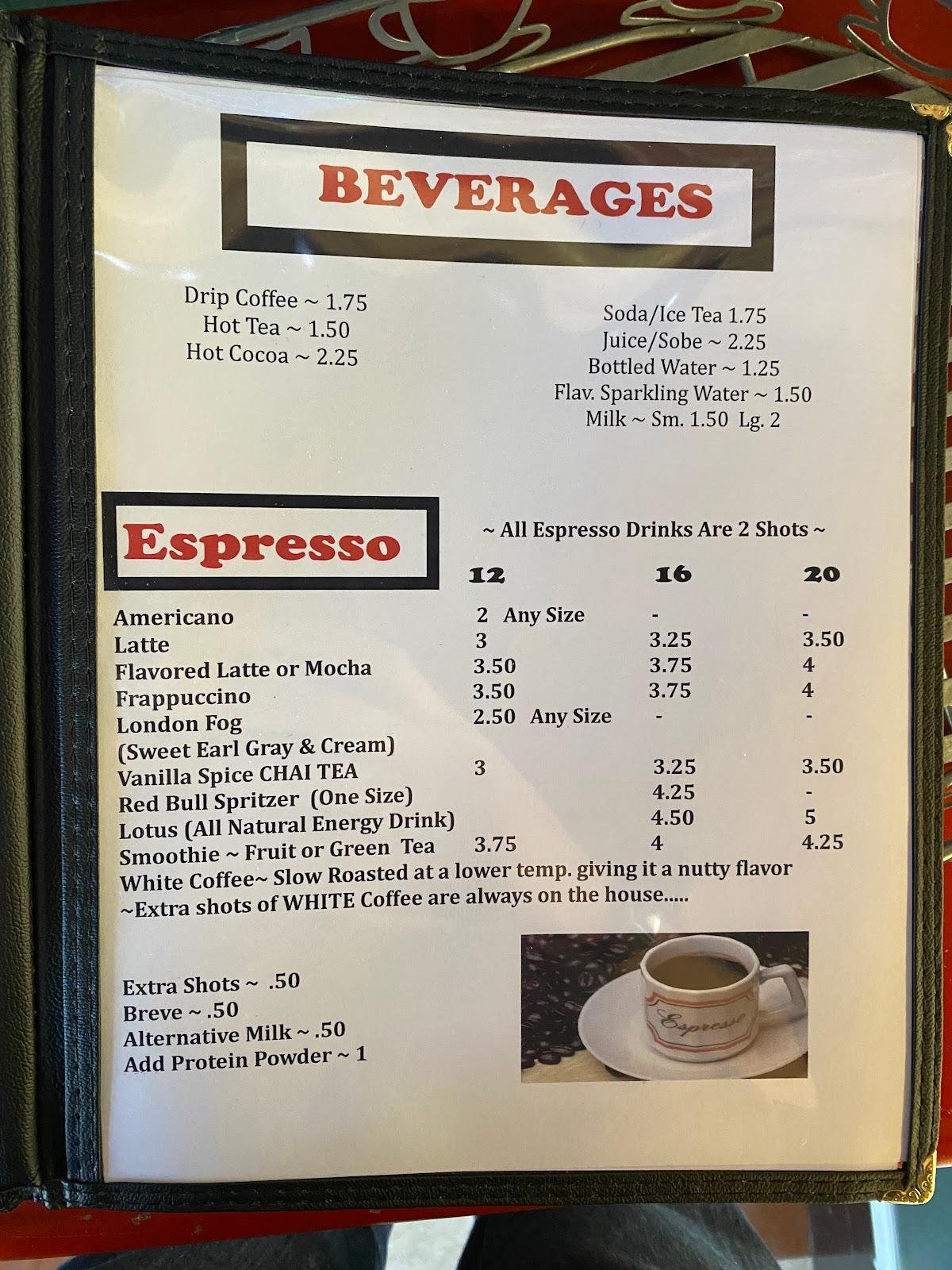 Menu at T's Cafe & Espresso, Shelton
