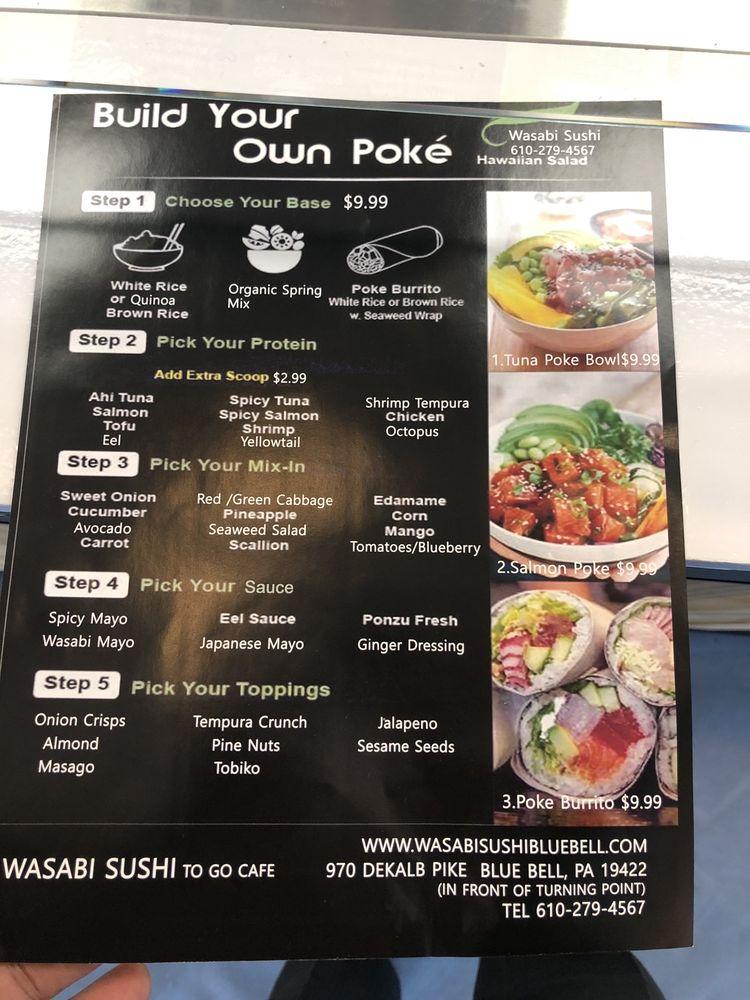 Menu at Wasabi Sushi & Poke restaurant, Blue Bell