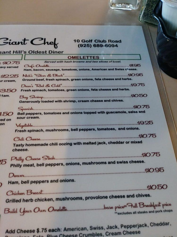 Menu at Giant Chef restaurant, Pleasant Hill