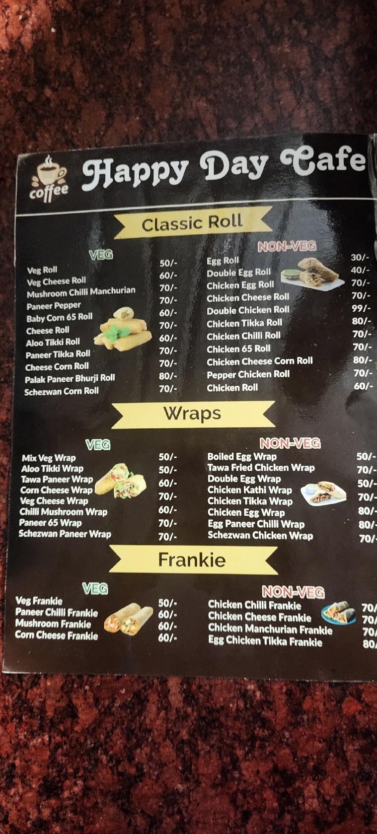 Menu at Happy Day Cafe, Bengaluru