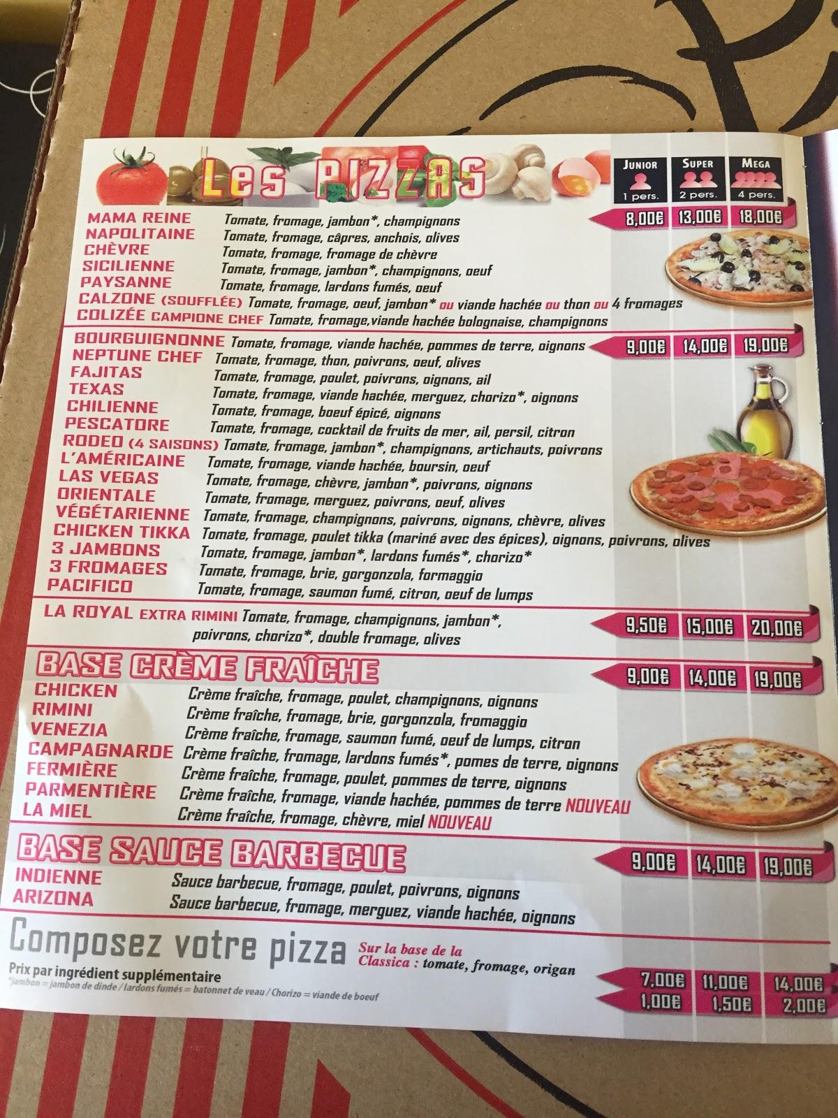 Menu au Pizzas Rimini pizzeria, Montgeron, 131 Av. de la République