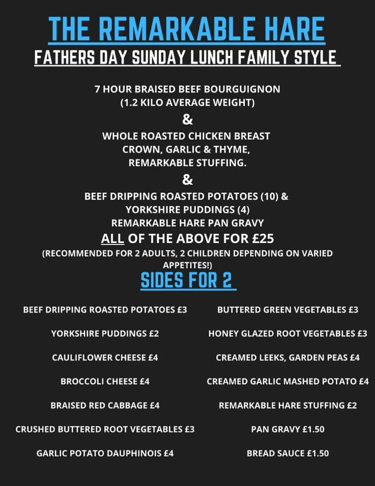 Menu at Remarkable Hare pub & bar, Matlock