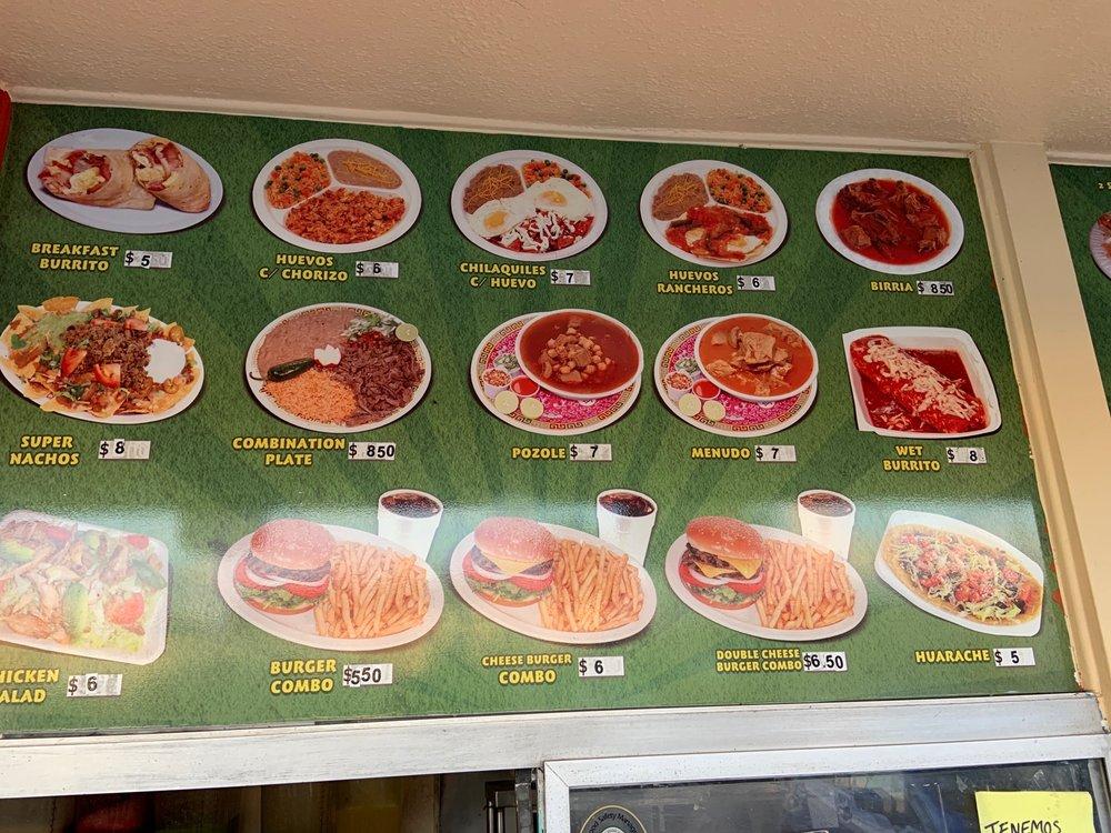 Menu at Rivera's Tacos restaurant, Long Beach