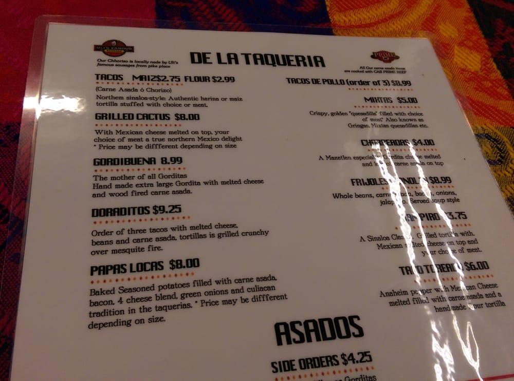 Menu at Asadero Prime steakhouse, Kent, 310 Washington Ave N