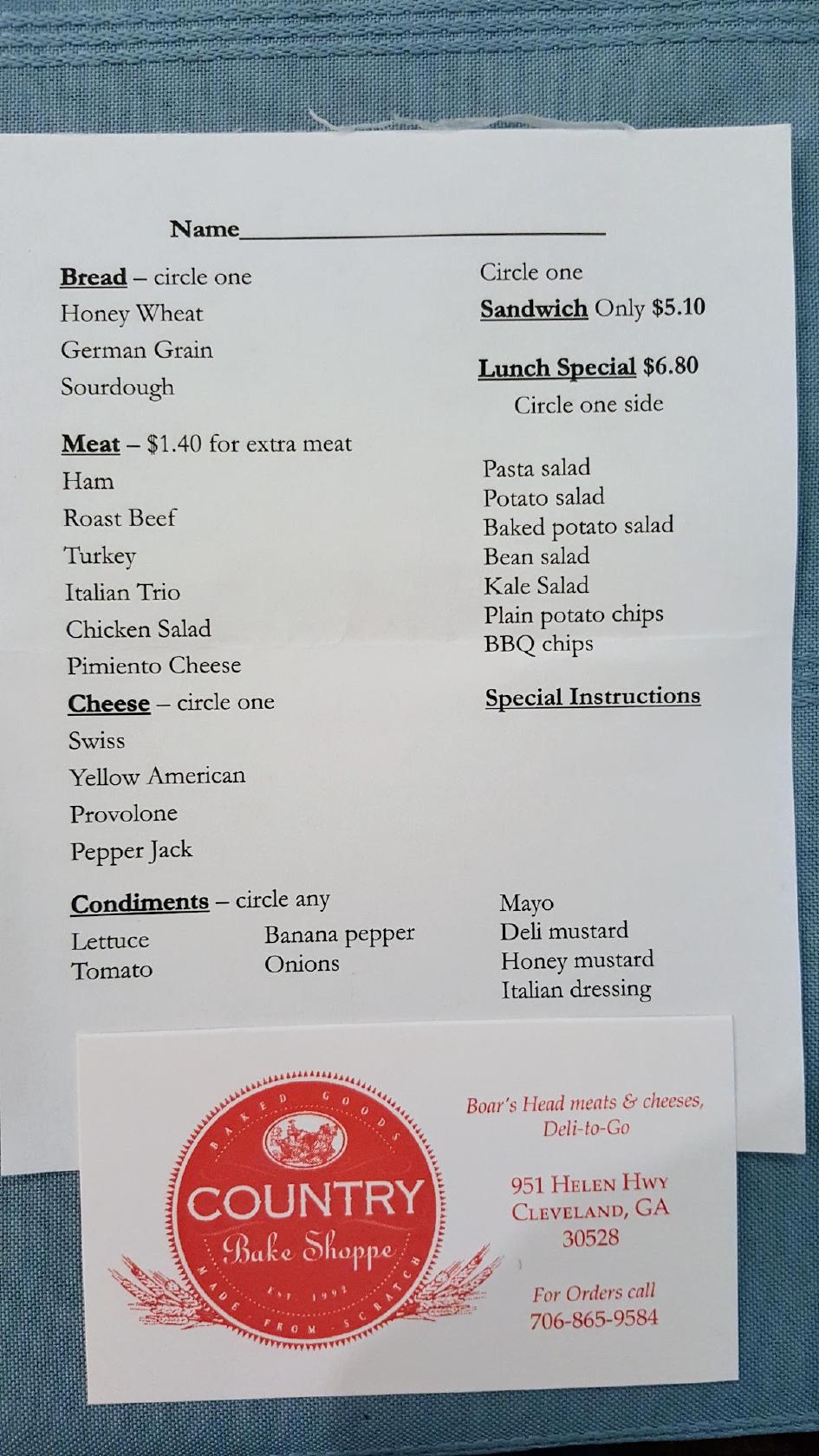 Menu at Country Bake Shoppe desserts, Cleveland