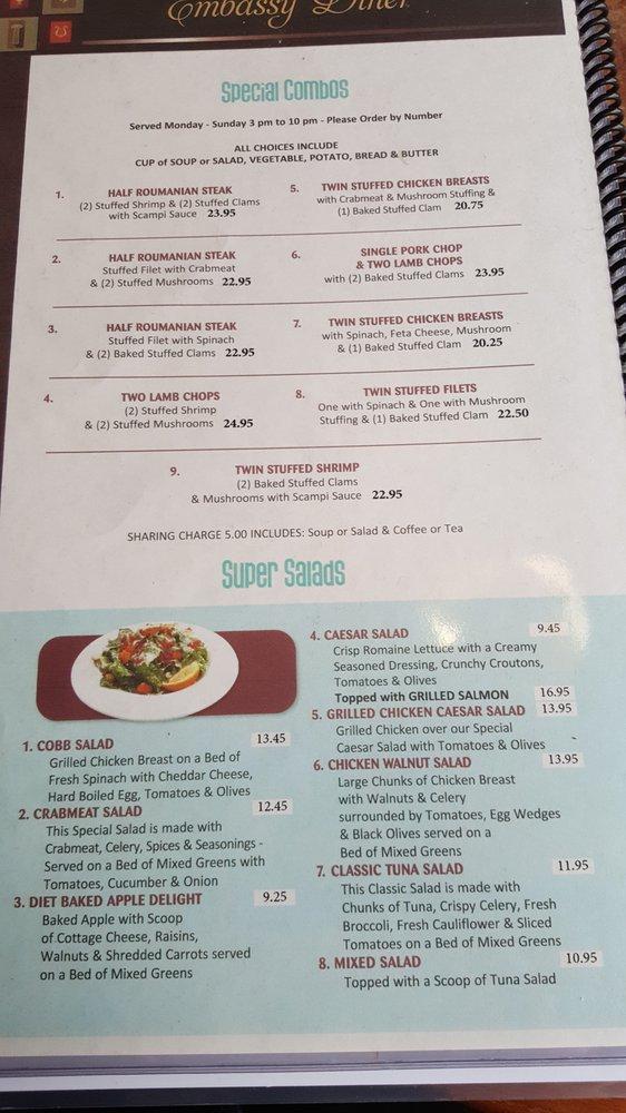 Menu at Embassy Diner restaurant, Bethpage