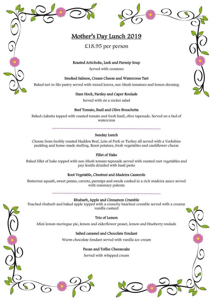 Menu at Haddon Hall restaurant, Bakewell, The Estate Office