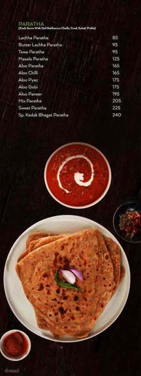 Menu at Kadak bhagat Restaurant, Ahmedabad, 3G78+49F