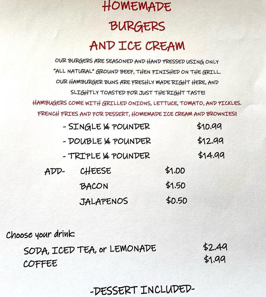 Menu at Old Home Cooking restaurant, Buhl