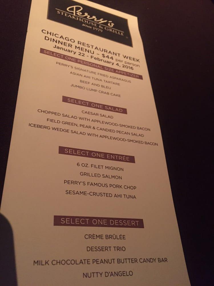 Menu at Perry's Steakhouse & Grille, Oak Brook