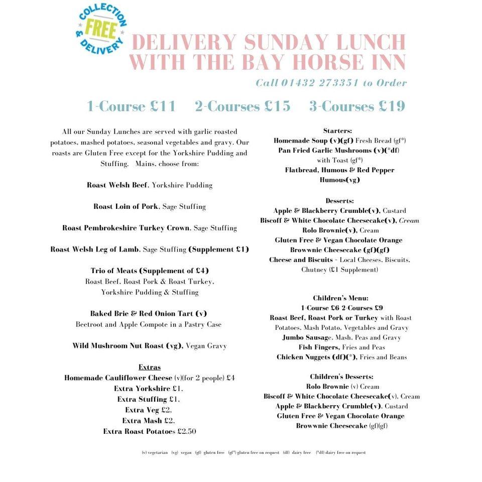 Menu at The Bay Horse Inn pub & bar, Hereford