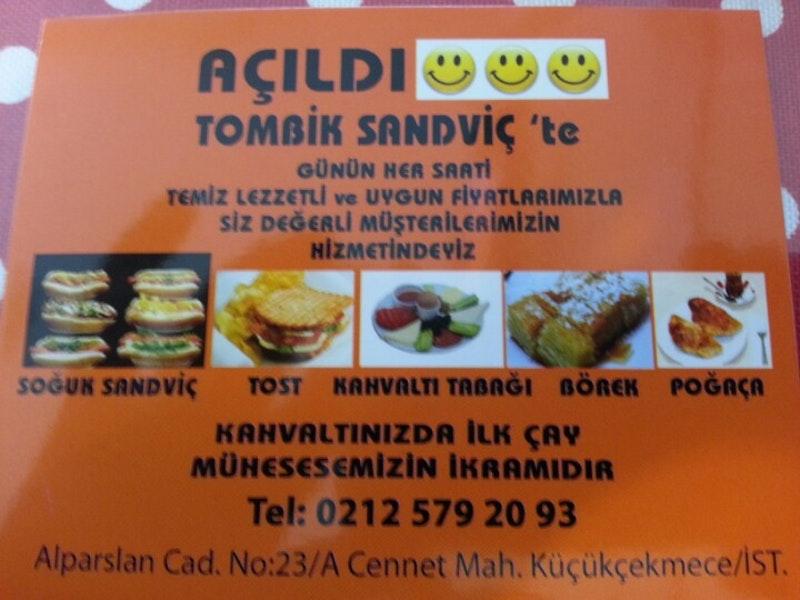 Menu at Tombik Sandvic, Istanbul