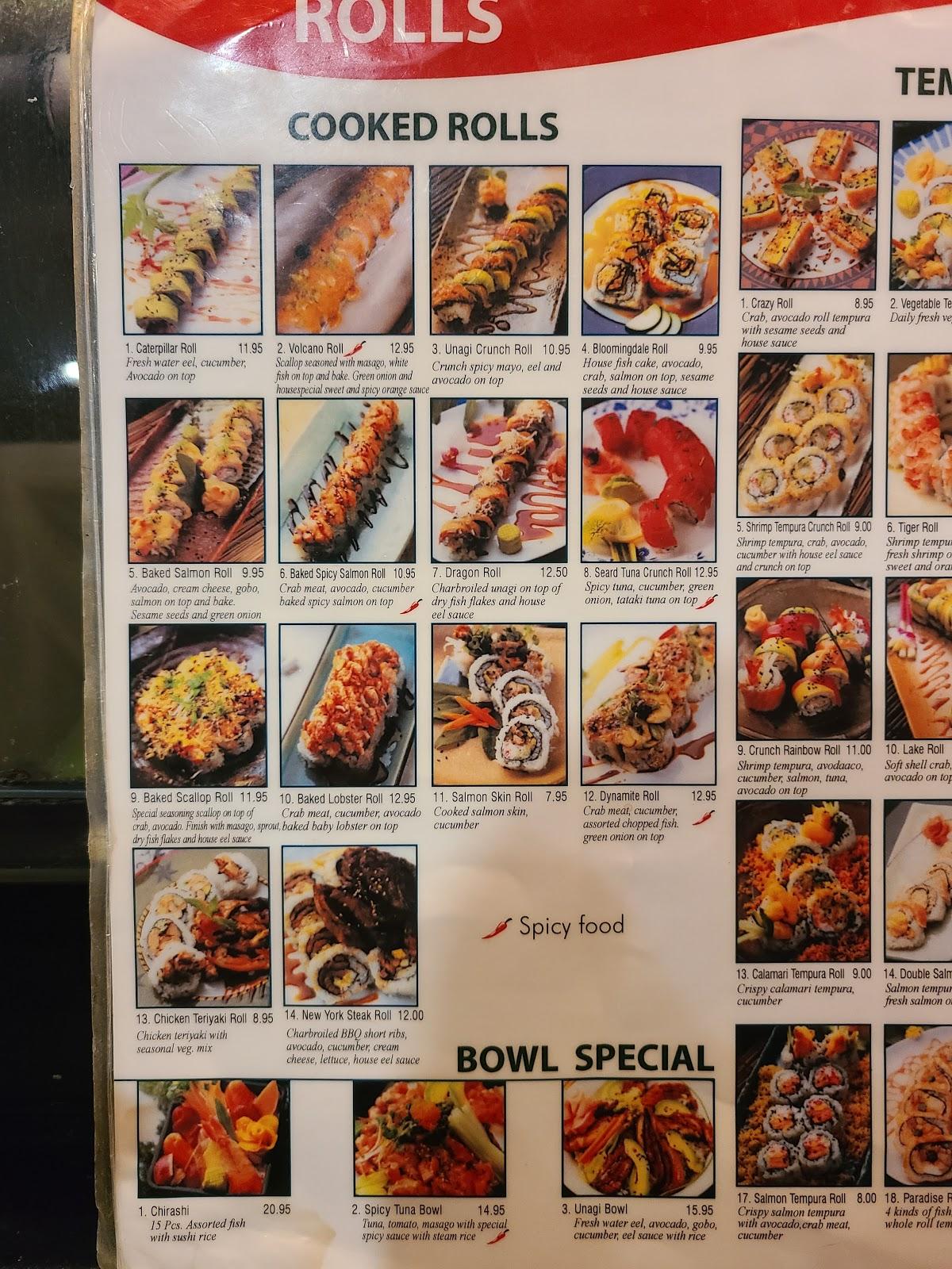 Menu at Abashiri Japanese Restaurant, Bloomingdale