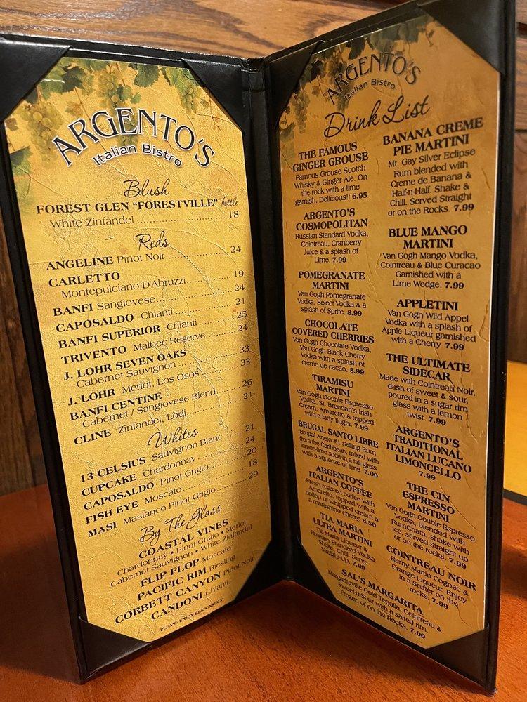 Menu at Argento's Italian Bistro pub & bar, Port Richey, U.S. Hwy 19