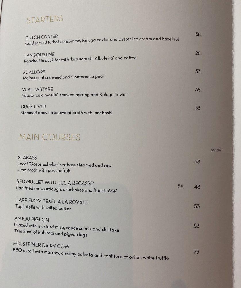 Speisekarte von Restaurant Flore, Amsterdam
