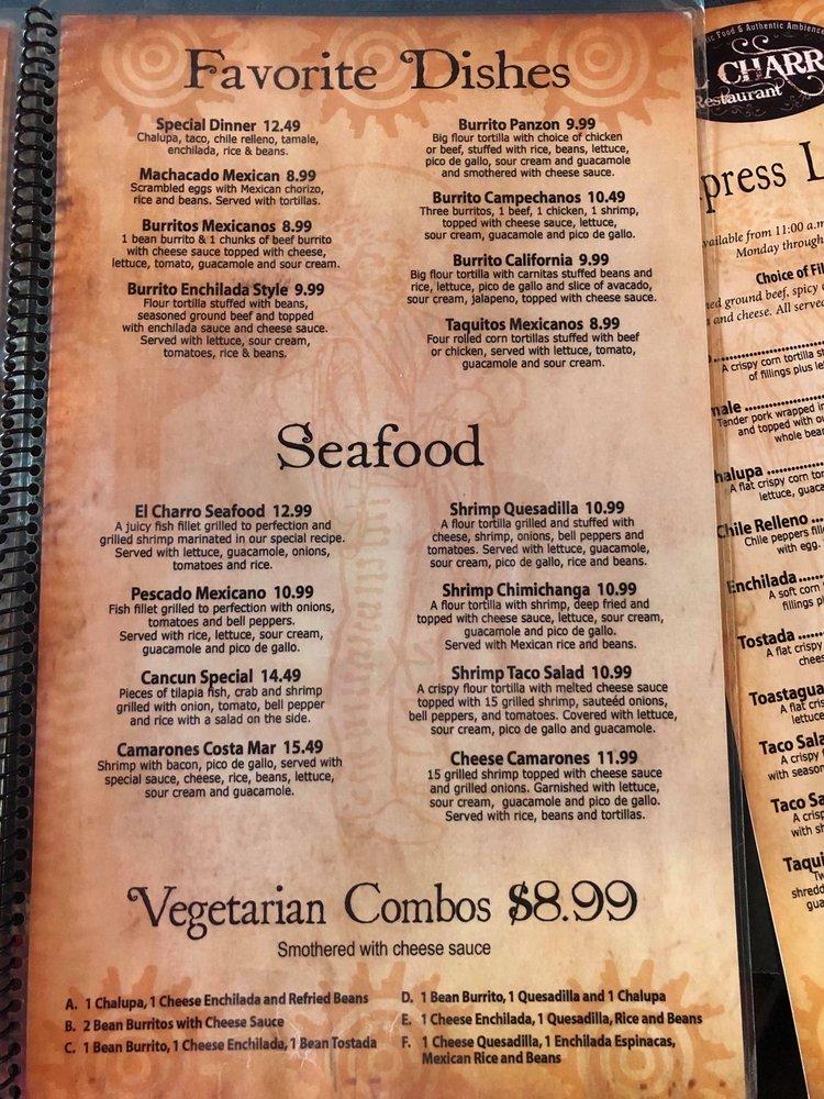 Menu at El Charro Authentic Mexican Restaurant, Republic