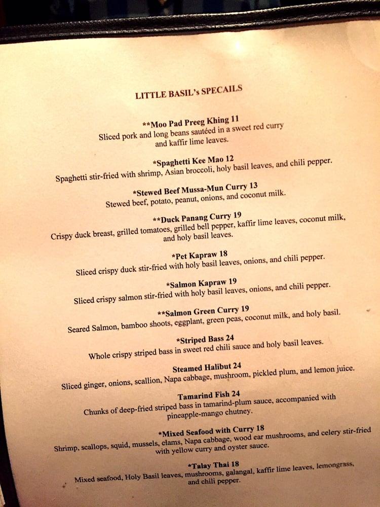 Menu at Little Basil restaurant, New York City, 153 E 26th St
