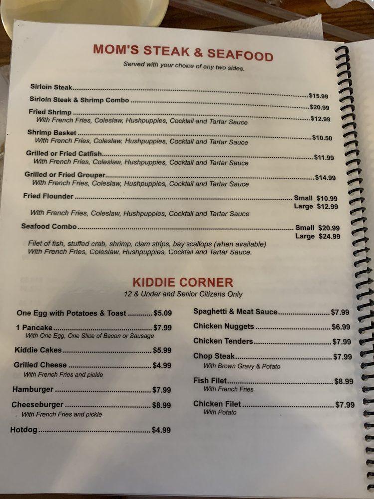Menu at Mom's Kitchen restaurant, Hartford, AL-52