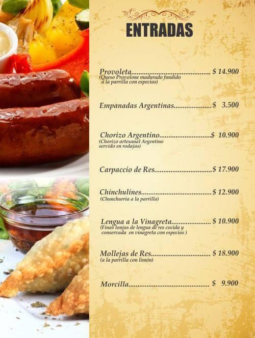 Menu at Pepper House restaurant, Medellín