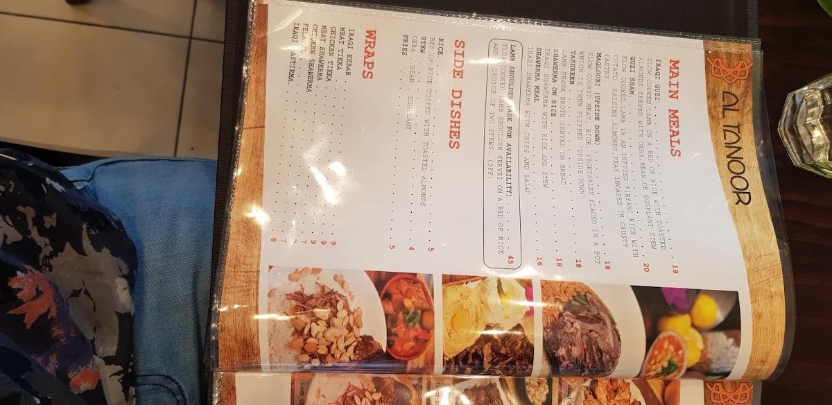 Menu at Al Tanoor Iraqi Restaurant, Roxburgh Park
