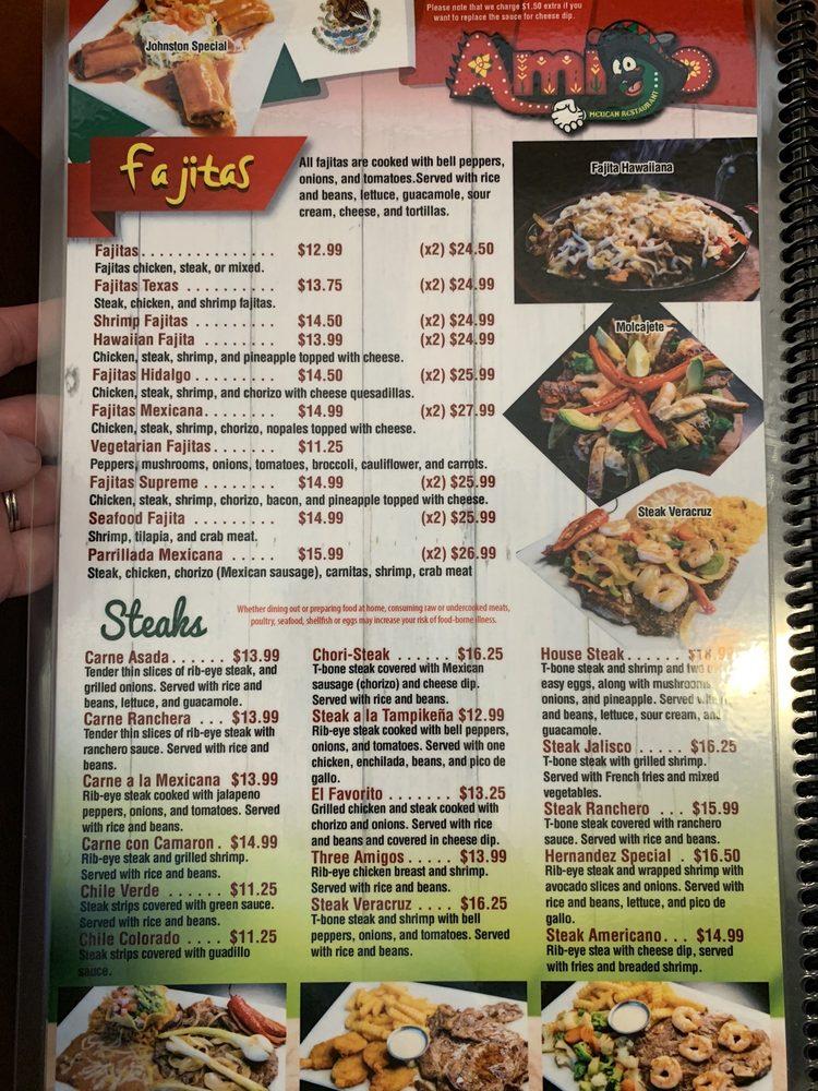 Menu at Amigo Mexican Restaurant, Johnston