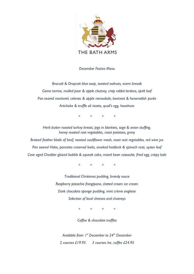 Menu at Bath Arms Hotel pub & bar, Cheddar