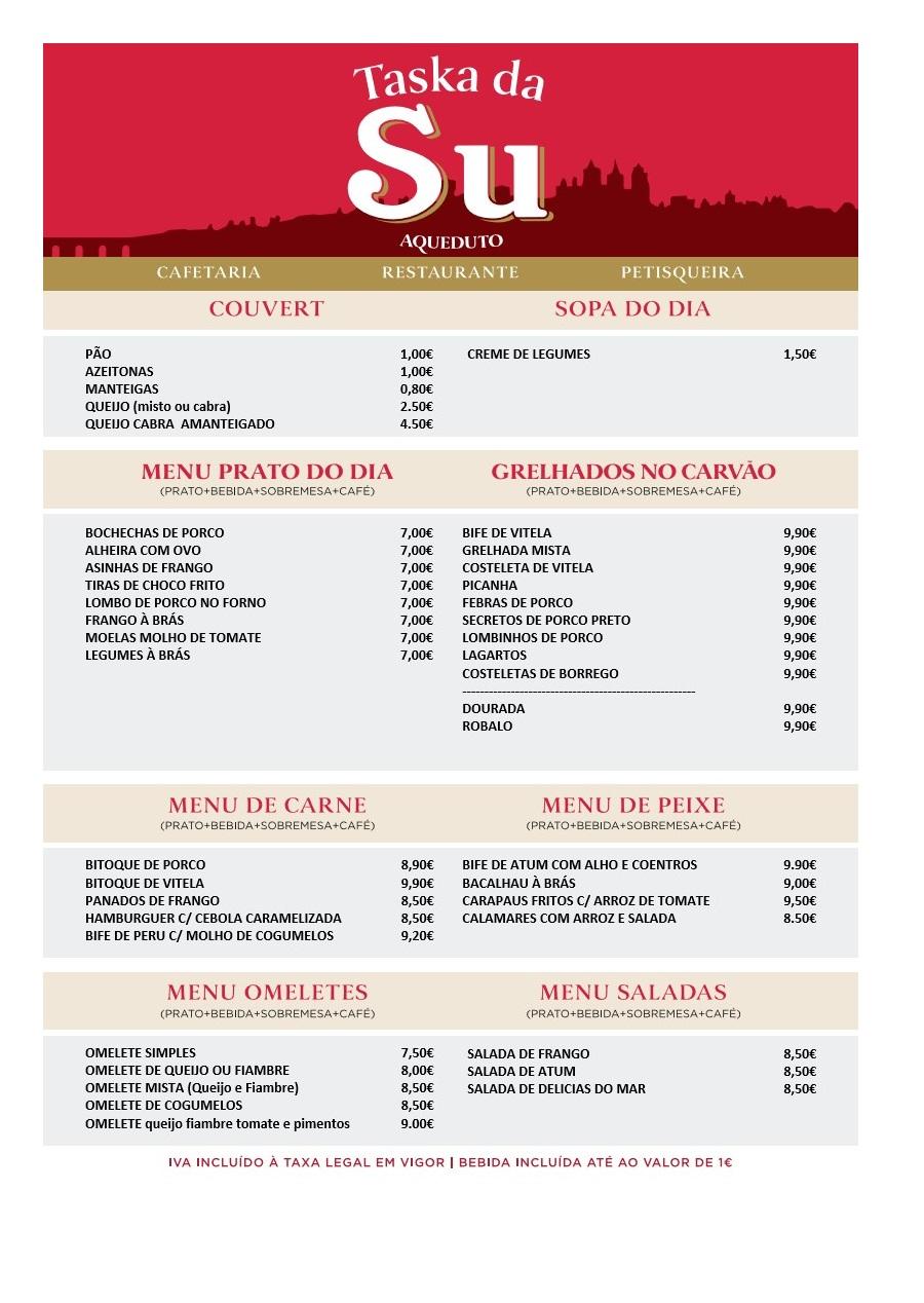 Menu em Taska da Su Aqueduto restaurante, Evora
