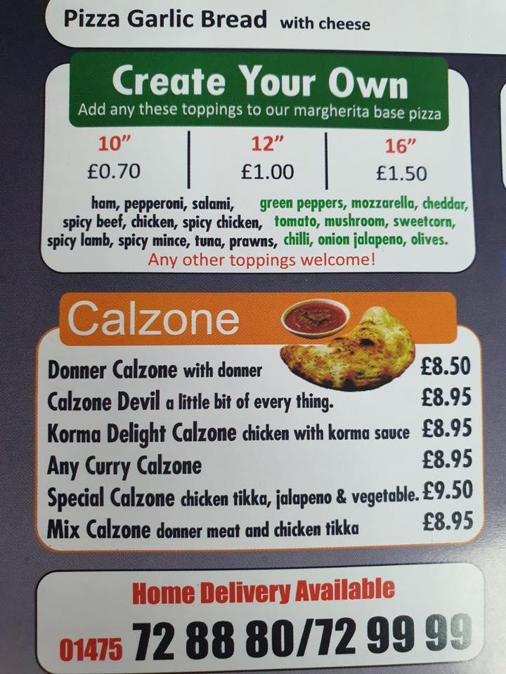 Menu at Sizzlers fast food, Greenock