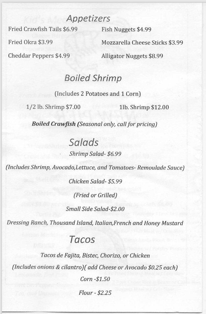 Menu at The New Pier restaurant, White Oak